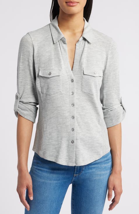 Women's Grey Button Up Tops | Nordstrom