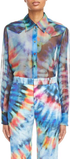 Chloé Tie Dye Silk Chiffon Button-Up Shirt | Nordstrom
