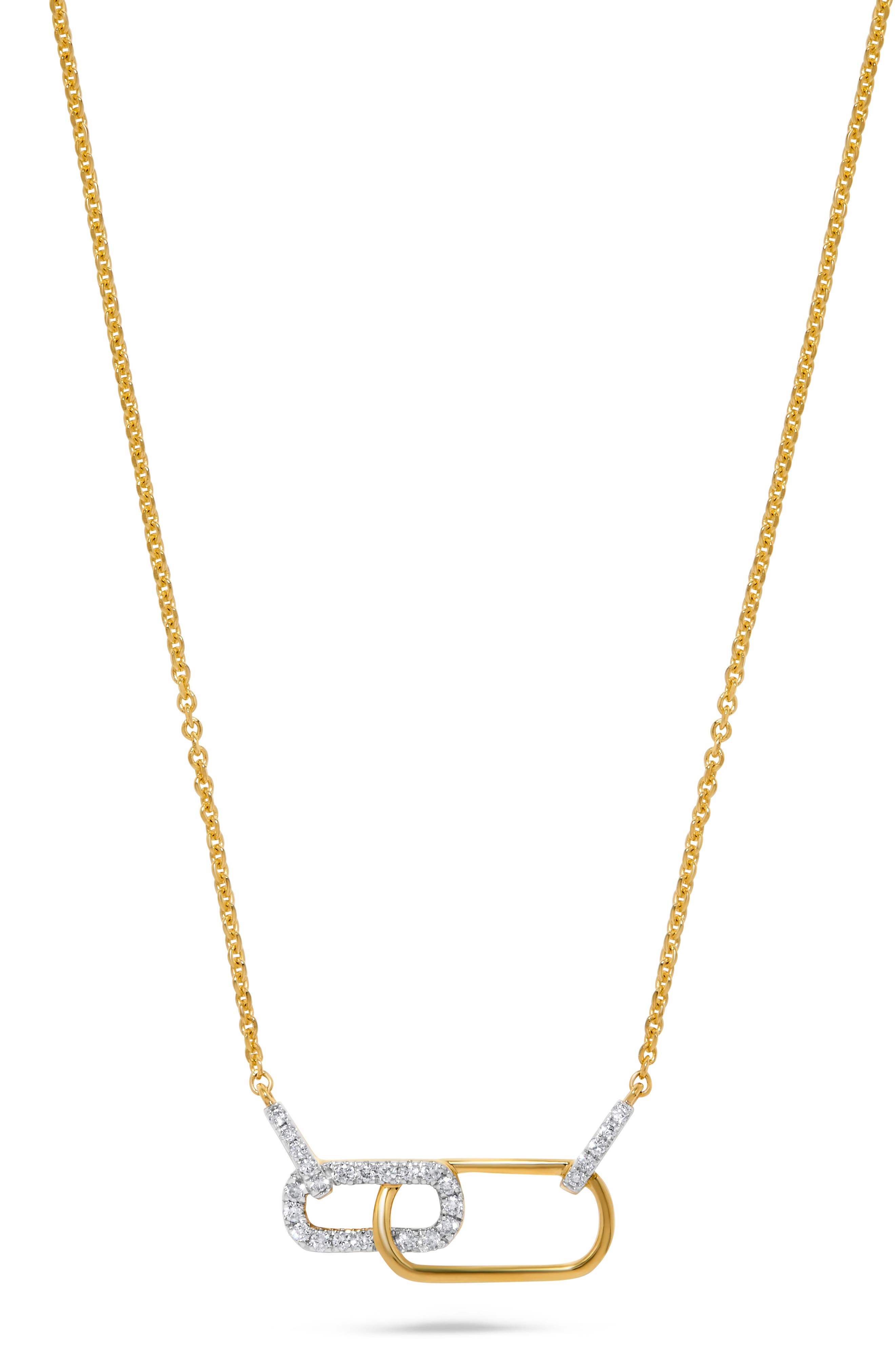 H.J. Namdar 14K Gold Diamond Interlocking Paper Clip Link Pendant ...