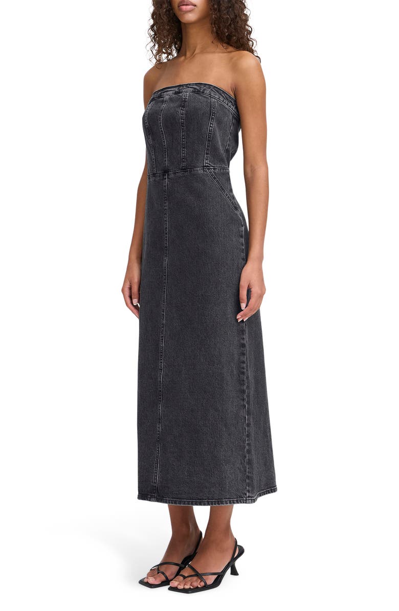 ICHI Strapless Denim Midi Dress | Nordstromrack