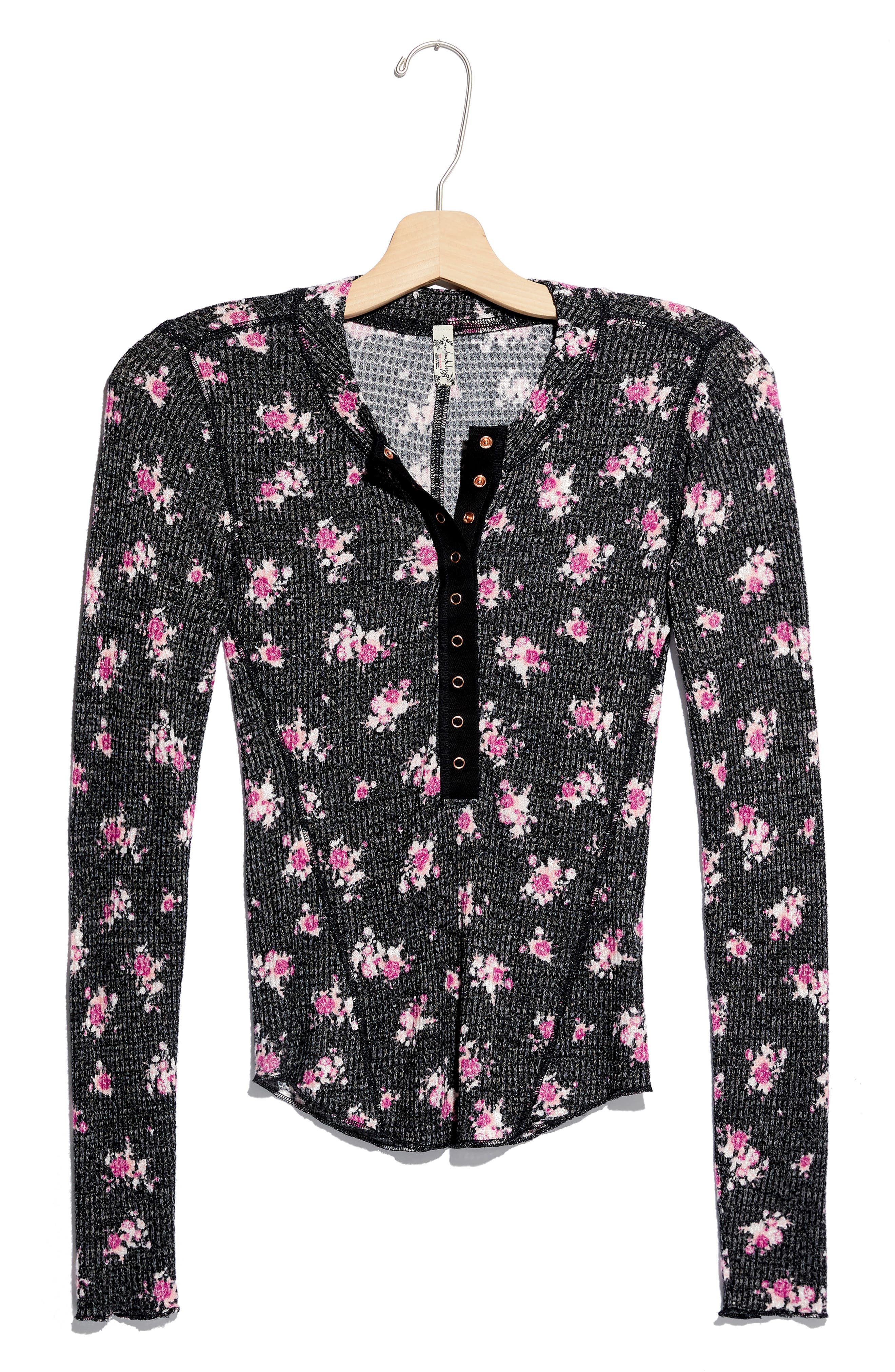 Free People One of the Girls Floral Print Henley | Nordstromrack