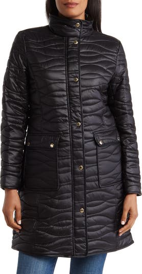 Via Spiga Faux Leather Trim Quilted Puffer Jacket | Nordstromrack