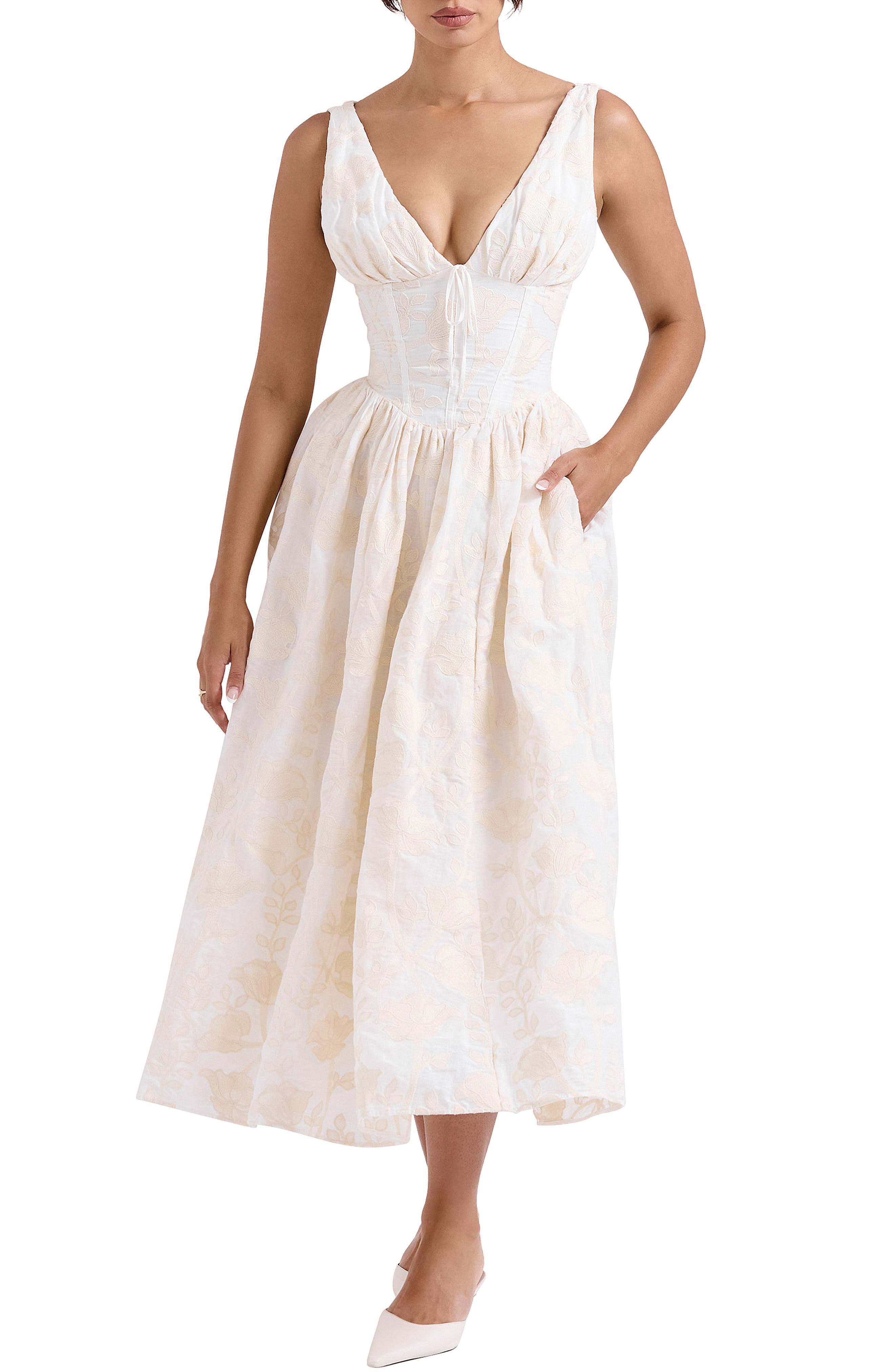 HOUSE OF CB Emmelina Embroidered Corset Bodice Cocktail Dress | Nordstrom