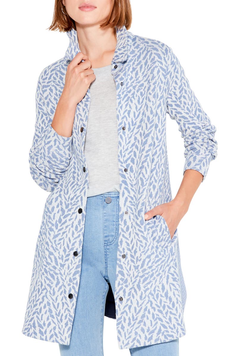 NIC+ZOE Jet Set Leaf Print Cotton Blend Knit Jacket | Nordstromrack