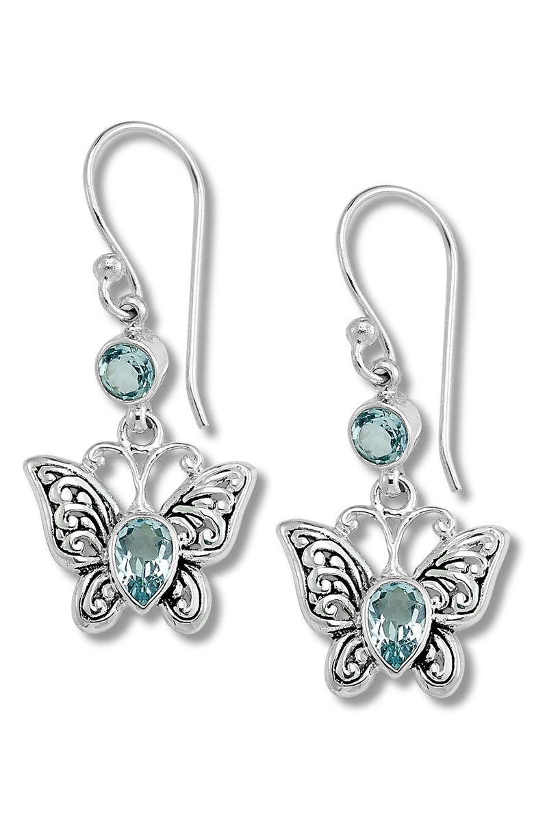 SAMUEL B. Sterling Silver Topaz Butterfly Dangle Earrings | Nordstromrack