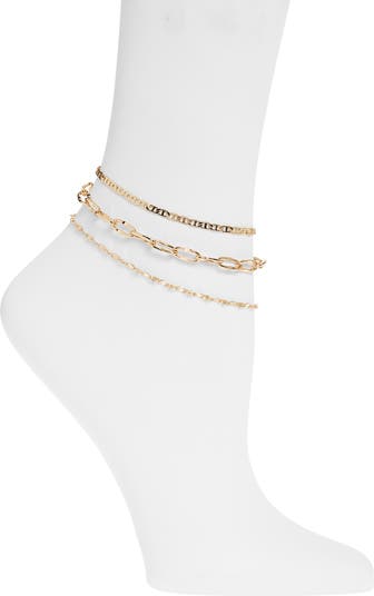 Vince Camuto Set of Three Mixed Chain Anklets | Nordstromrack