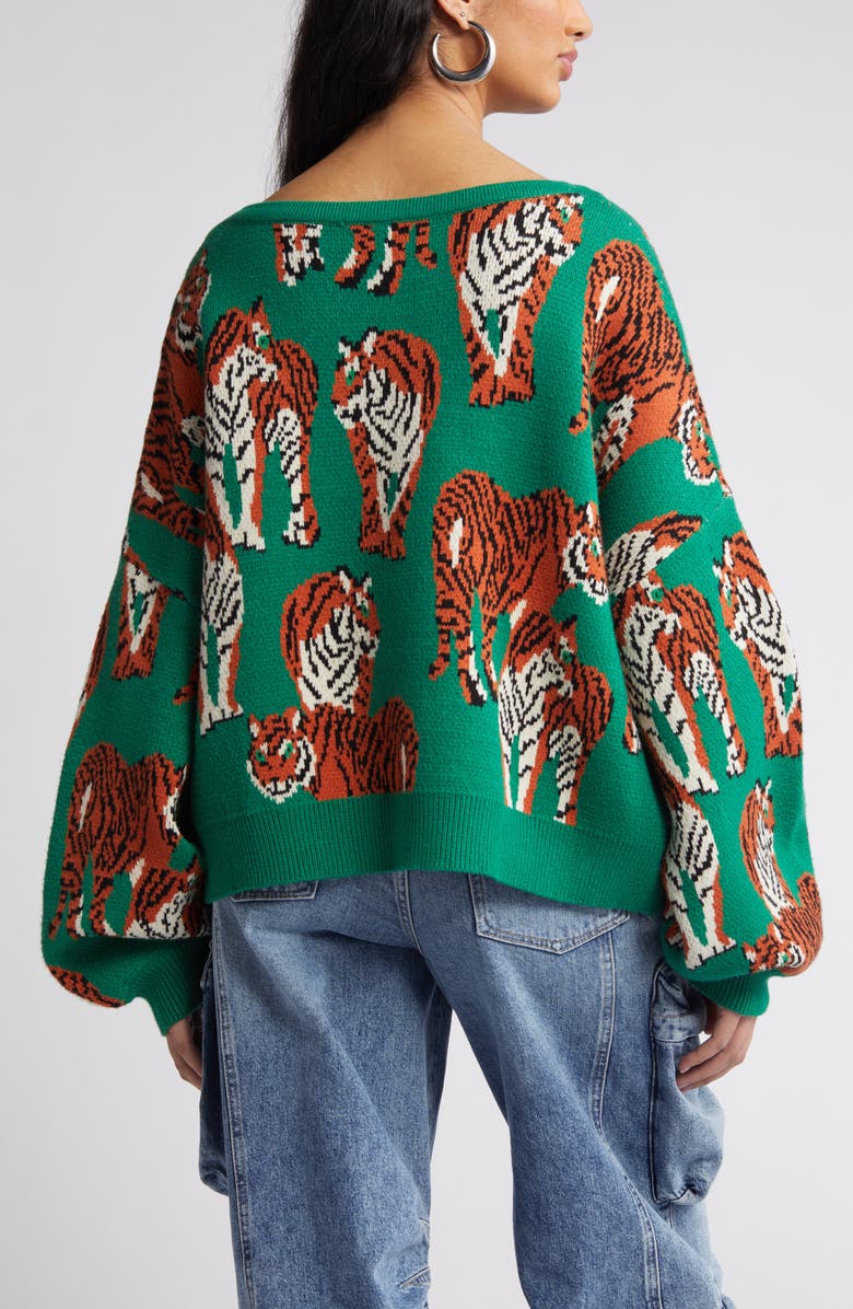 Dressed in Lala Retrograde Tiger Boxy Sweater | Nordstrom