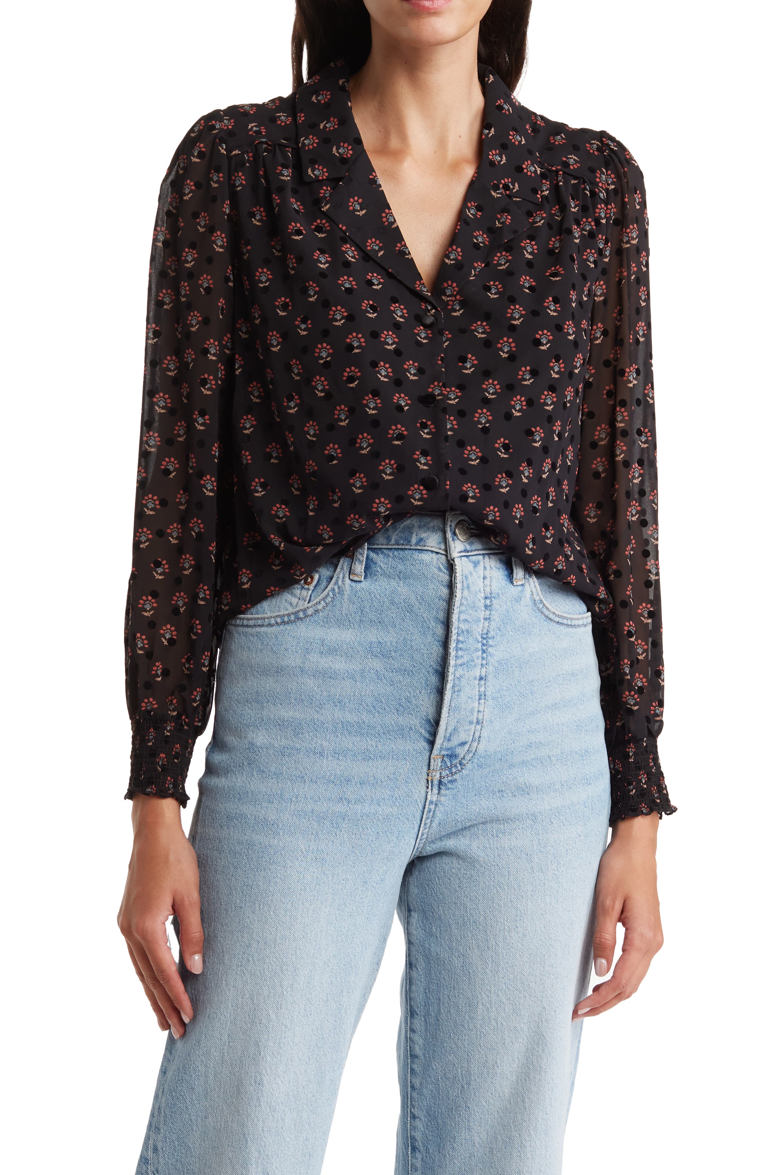 DR2 by Daniel Rainn Flocked Long Sleeve Button-Up Top | Nordstromrack