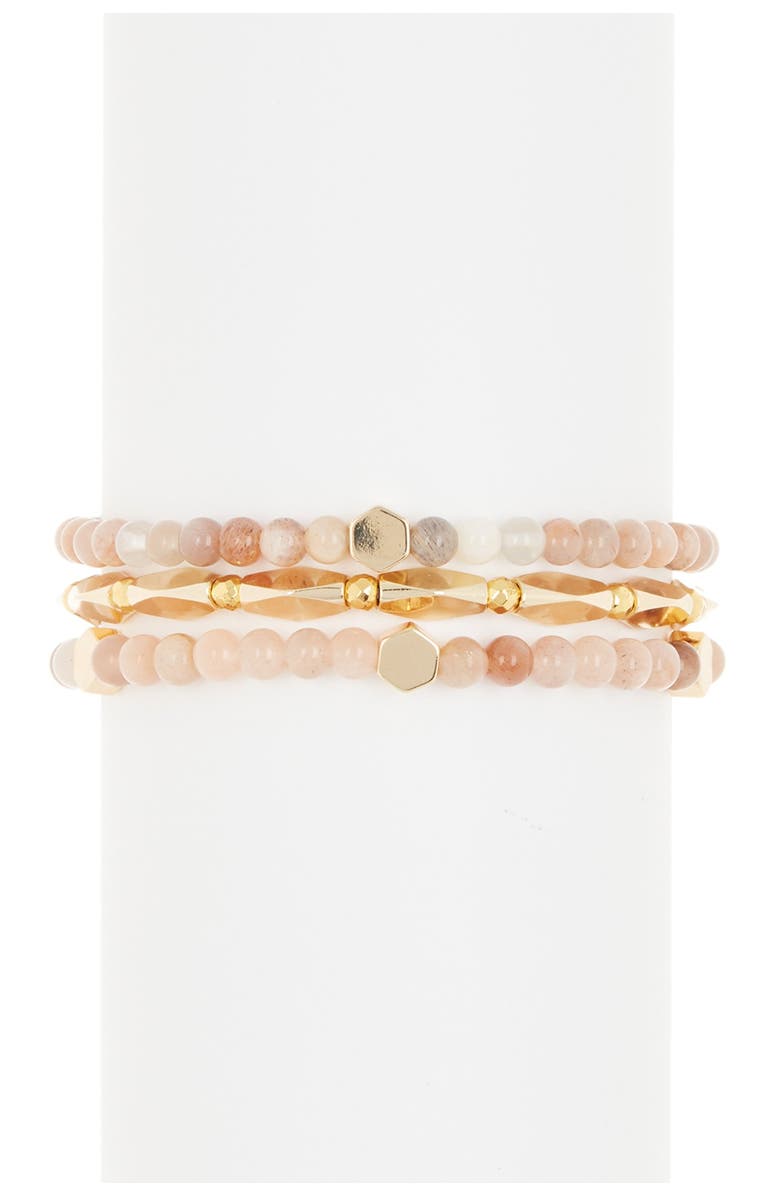 Panacea Peach Moonstone Beaded Stretch Bracelet Set | Nordstromrack