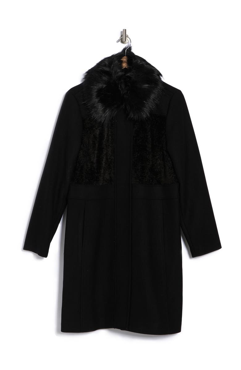 RACHEL Rachel Roy Faux Fur Trim Coat | Nordstromrack
