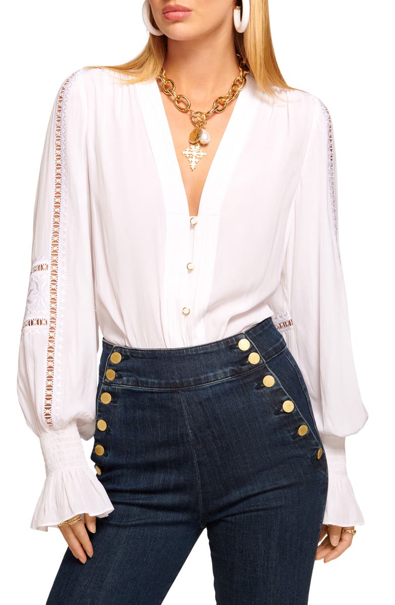 Ramy Brook Noa Open Stitch Ruffle Cuff Blouse | Nordstromrack