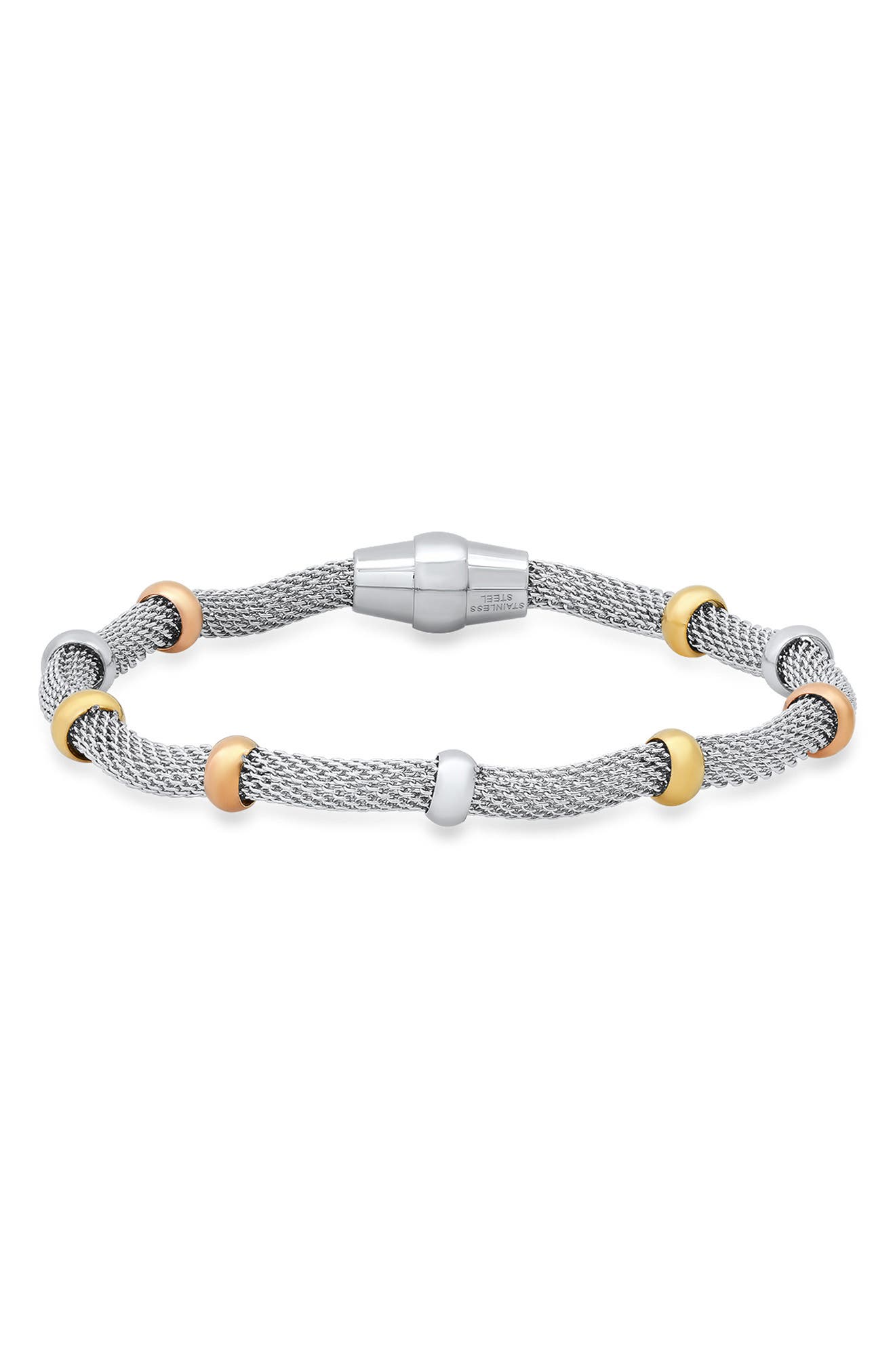 HMY JEWELRY 18K Rose & Yellow Gold Plated Stainless Steel Tri-Toned ...