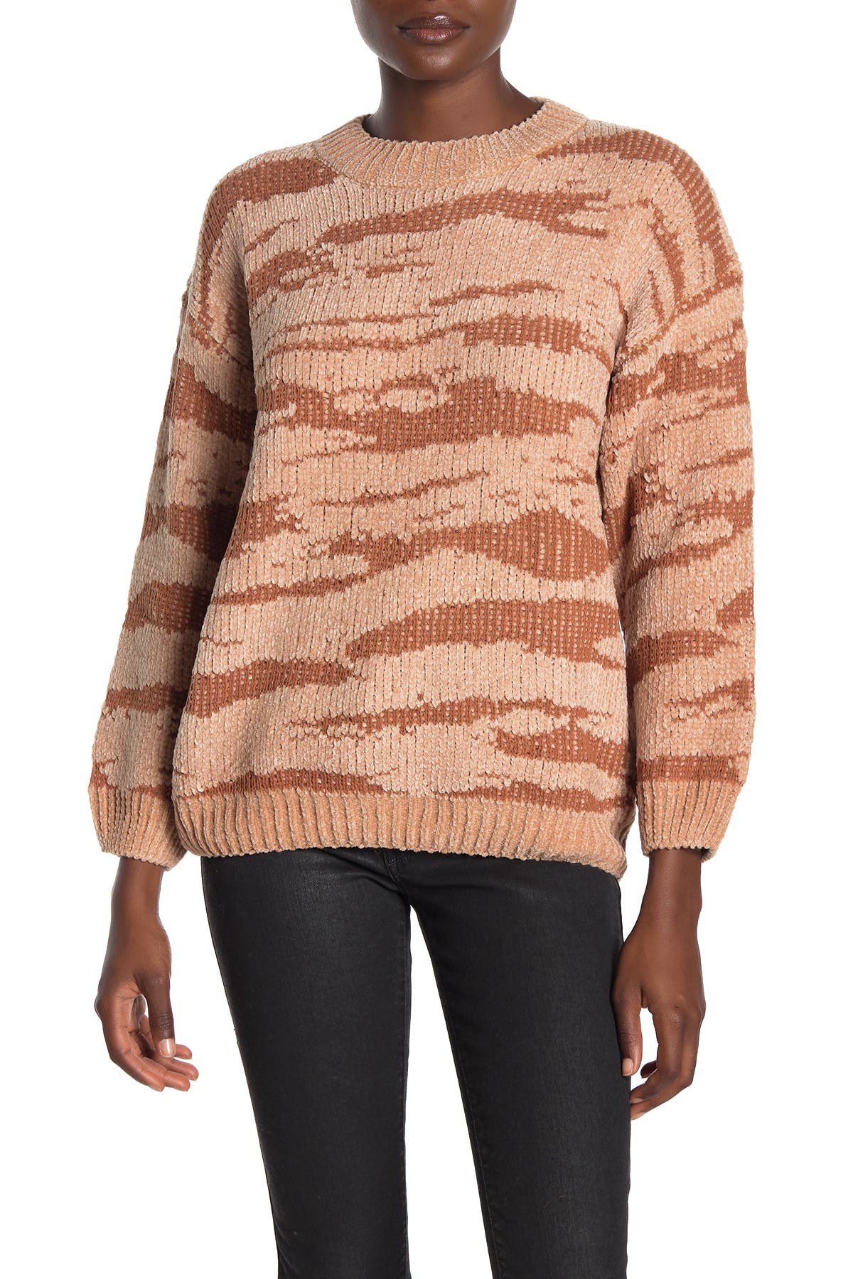Woven Heart Animal Print Crew Neck Sweater | Nordstromrack