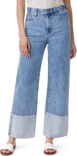 Habitual Contrast Hem High Waist Ankle Wide Leg Jeans | Nordstrom