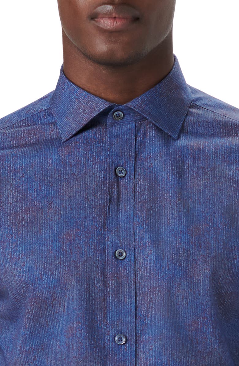 Bugatchi Shaped Fit Herringbone Stretch Cotton Button-Up Shirt | Nordstrom
