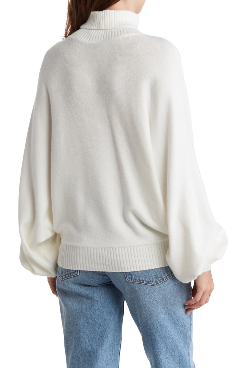RAIN AND ROSE Turtleneck Balloon Sleeve Cable Knit Sweater | Nordstromrack