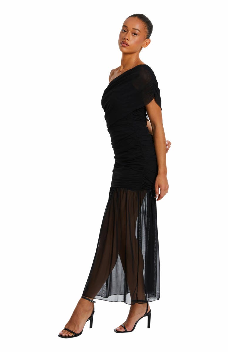 QUIZ Mesh One Shoulder Drop Waist Maxi Dress | Nordstrom