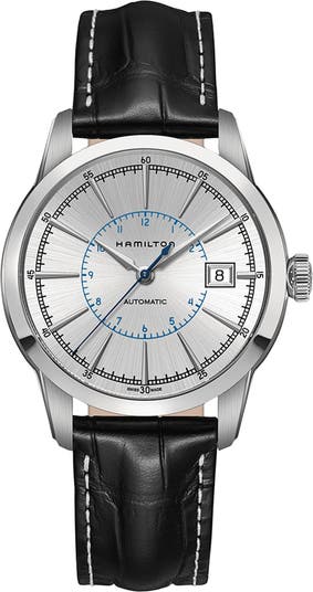 Hamilton Men's Railroad Automatic Embossed Leather Strap Watch, 40mm ...