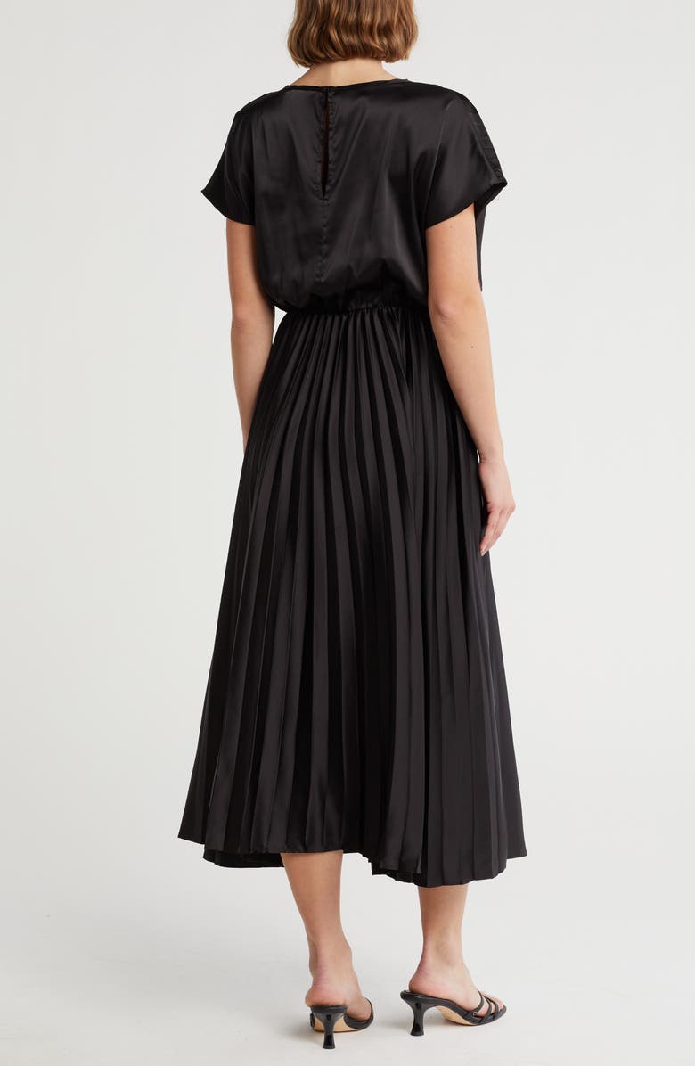 Lush Cap Sleeve Pleated Satin Midi Dress | Nordstromrack