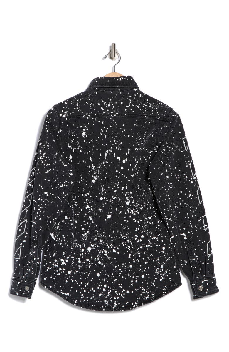 Off-White Diagonal Outline Paint Splatter Denim Button-Up Shirt ...