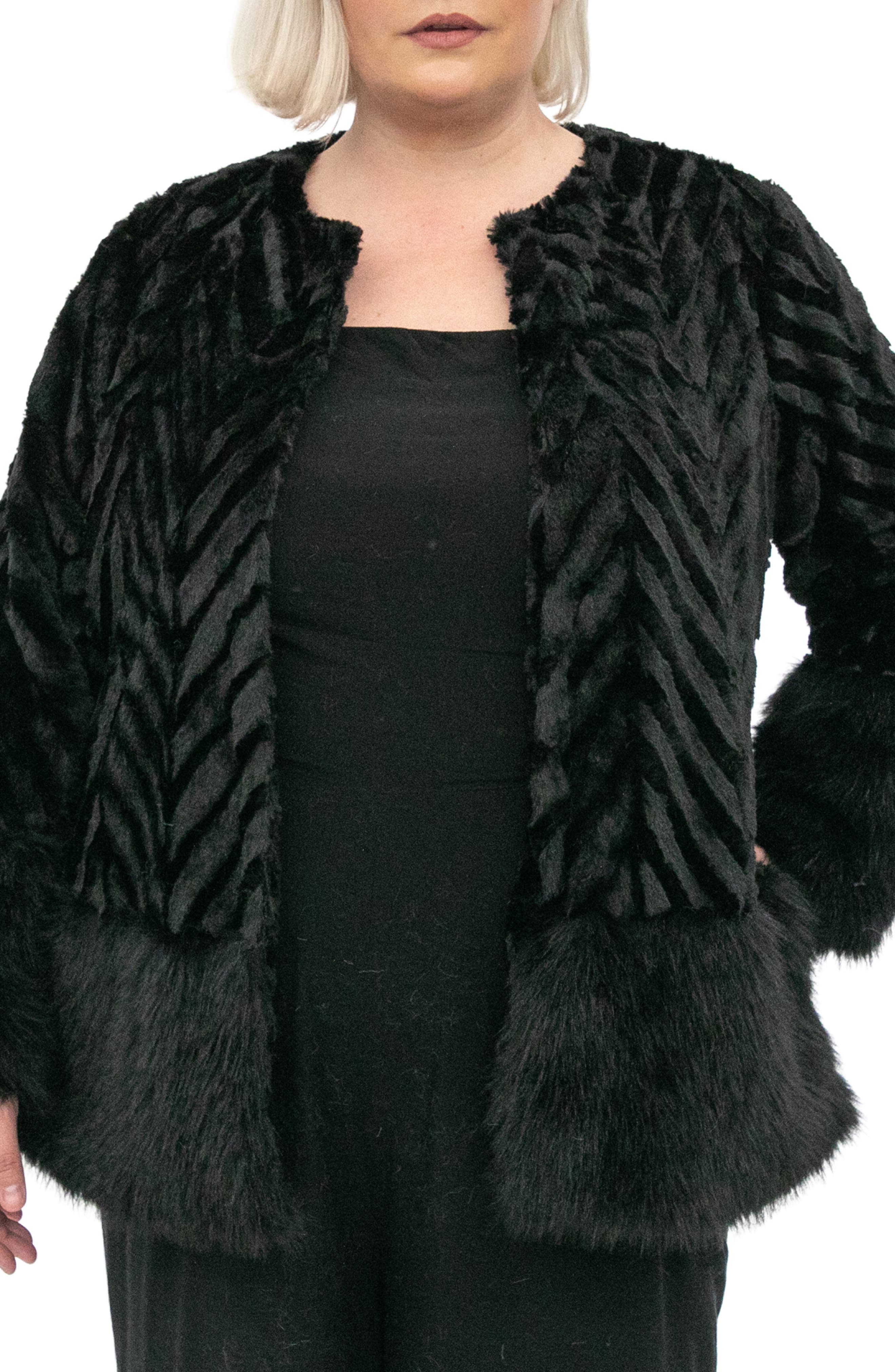 Nina Leonard Chevron Faux Fur Bolero | Nordstromrack