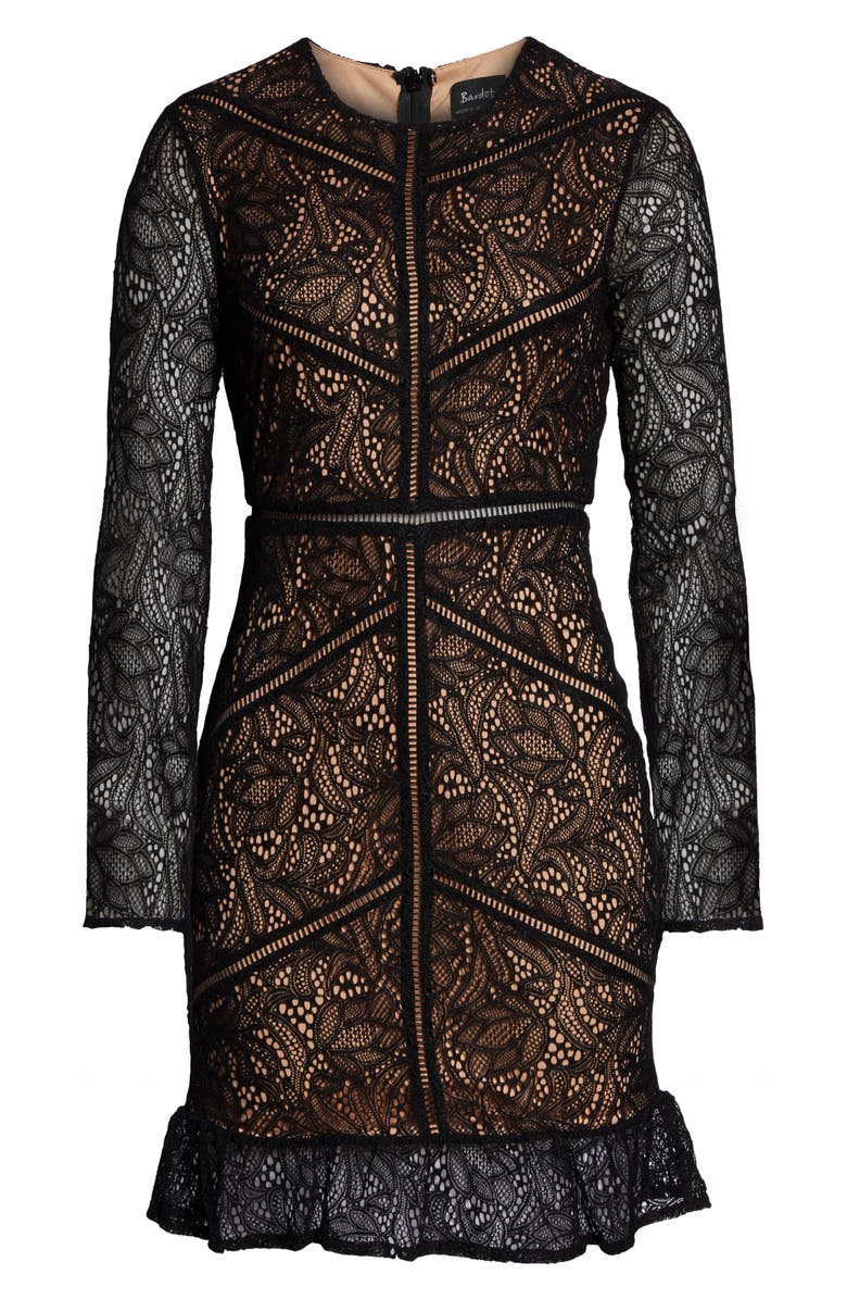 Bardot Sasha Long Sleeve Lace Cocktail Minidress | Nordstromrack