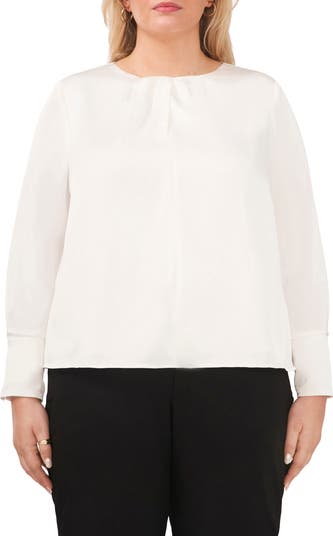 Halogen® Long Sleeve Crossover Satin Blouse | Nordstrom