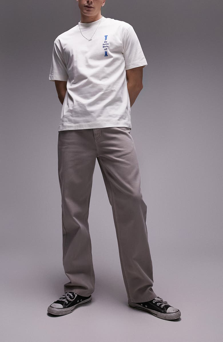 Topman Loose Fit Cotton Straight Leg Pants | Nordstromrack