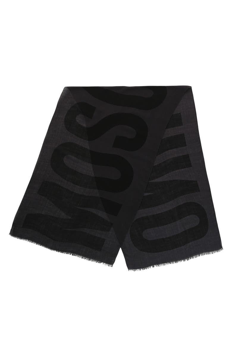 Moschino Fringe Logo Wool Scarf | Nordstromrack