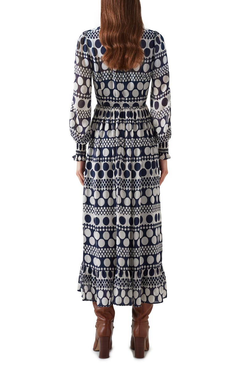 LK Bennett Susie Polka Dot Long Sleeve Midi Dress | Nordstromrack