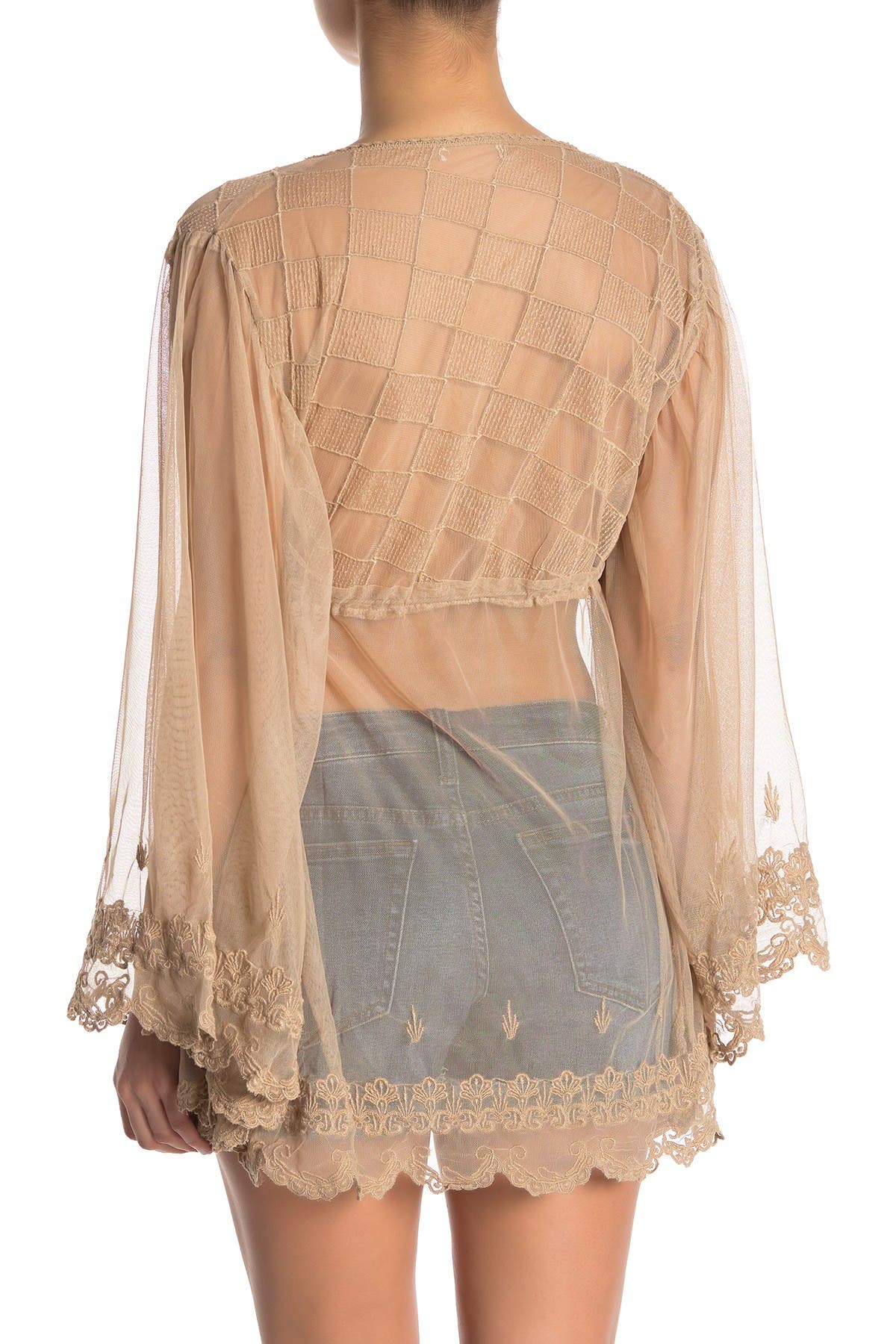 BOHO ME V-Neck Embroidered Sheer Lace Tunic | Nordstromrack