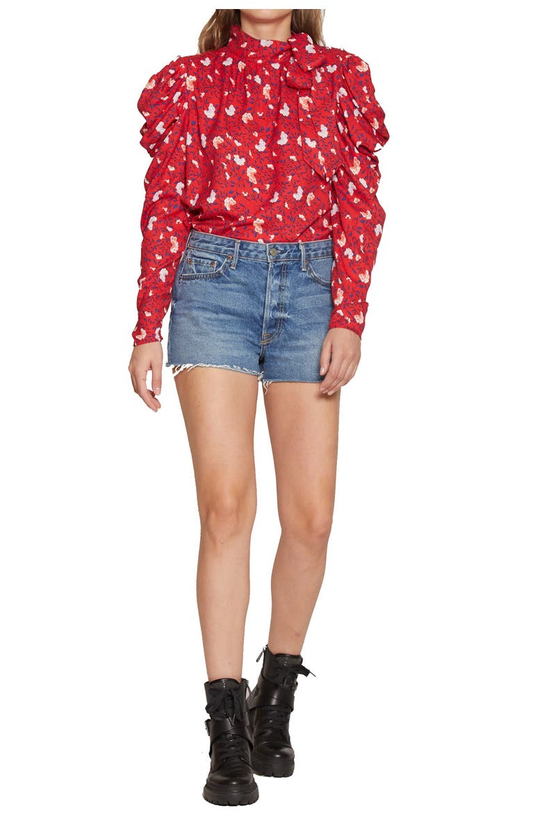 Walter Baker Naomi Floral Print Ruched Long Sleeve Top | Nordstromrack