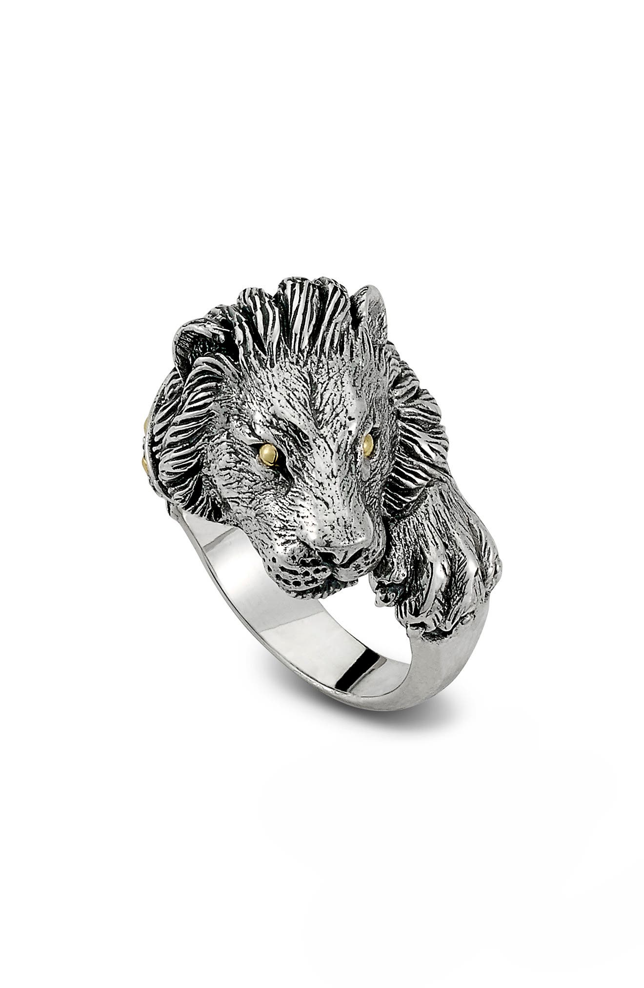 SAMUEL B. 18K Gold & Sterling Silver Lion Head Ring | Nordstromrack
