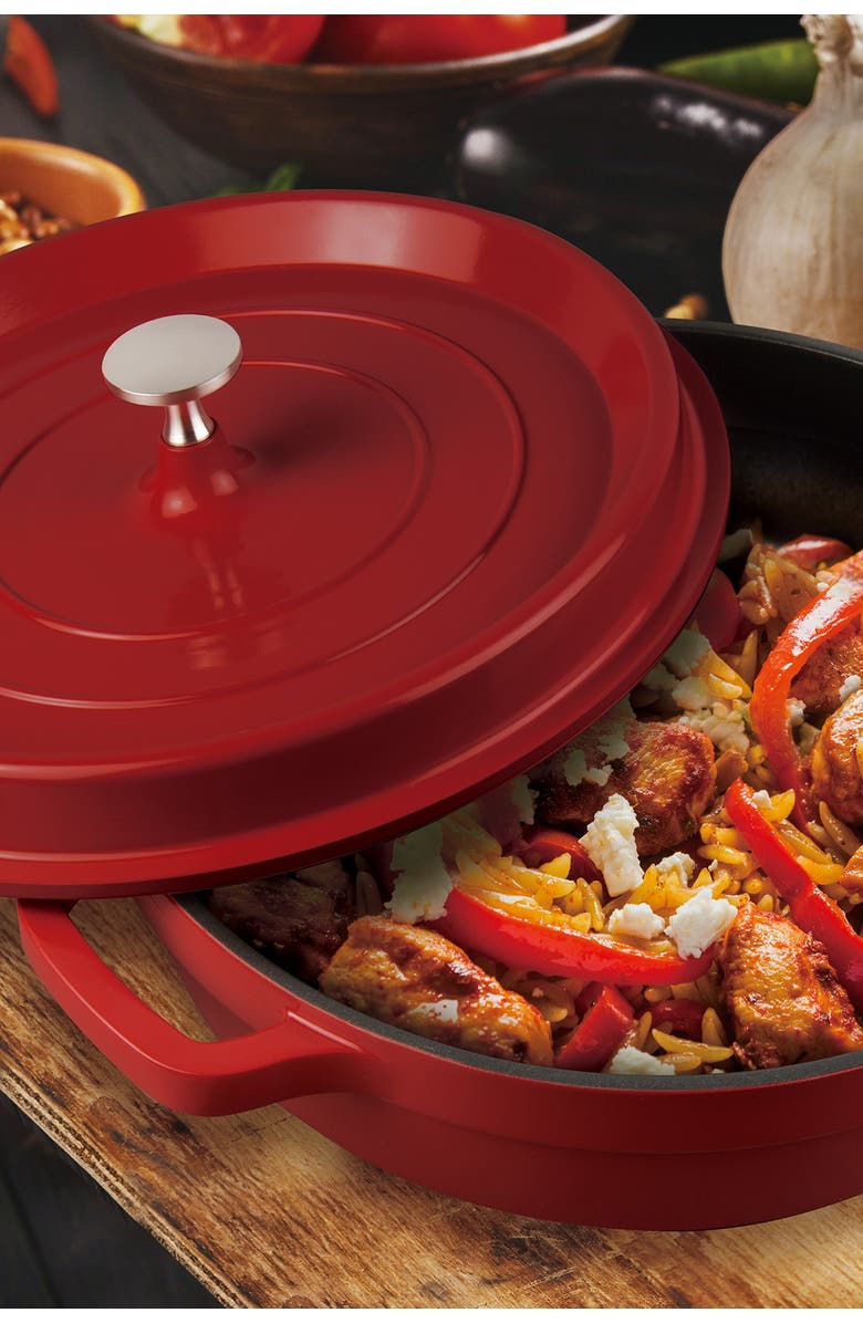 MASTERPAN Red 4 Quart Non-Stick Cast Aluminum Dutch Casserole ...