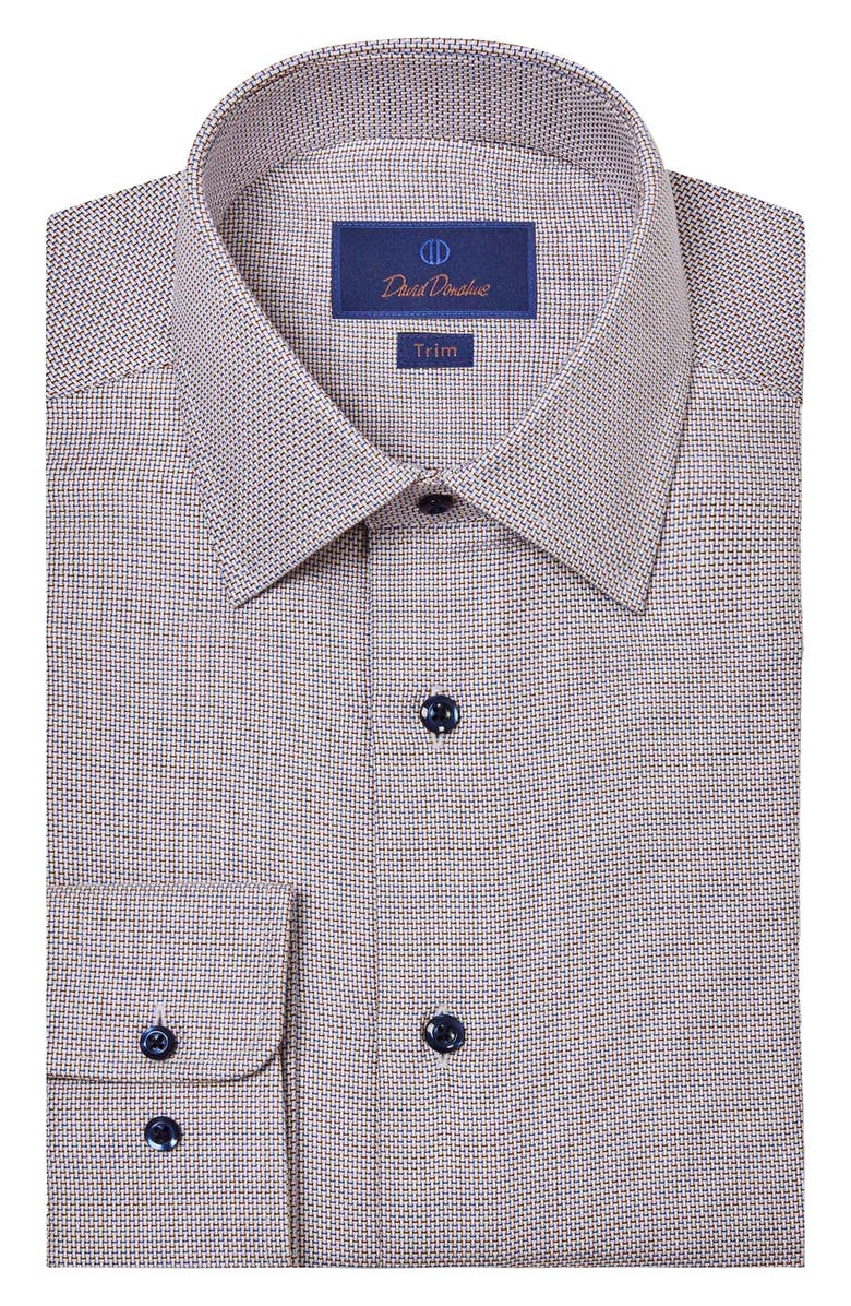David Donahue Trim Fit Textured Cotton Dobby Dress Shirt | Nordstromrack