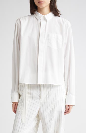 Sacai Ruffle Poplin Button-Up Shirt | Nordstrom