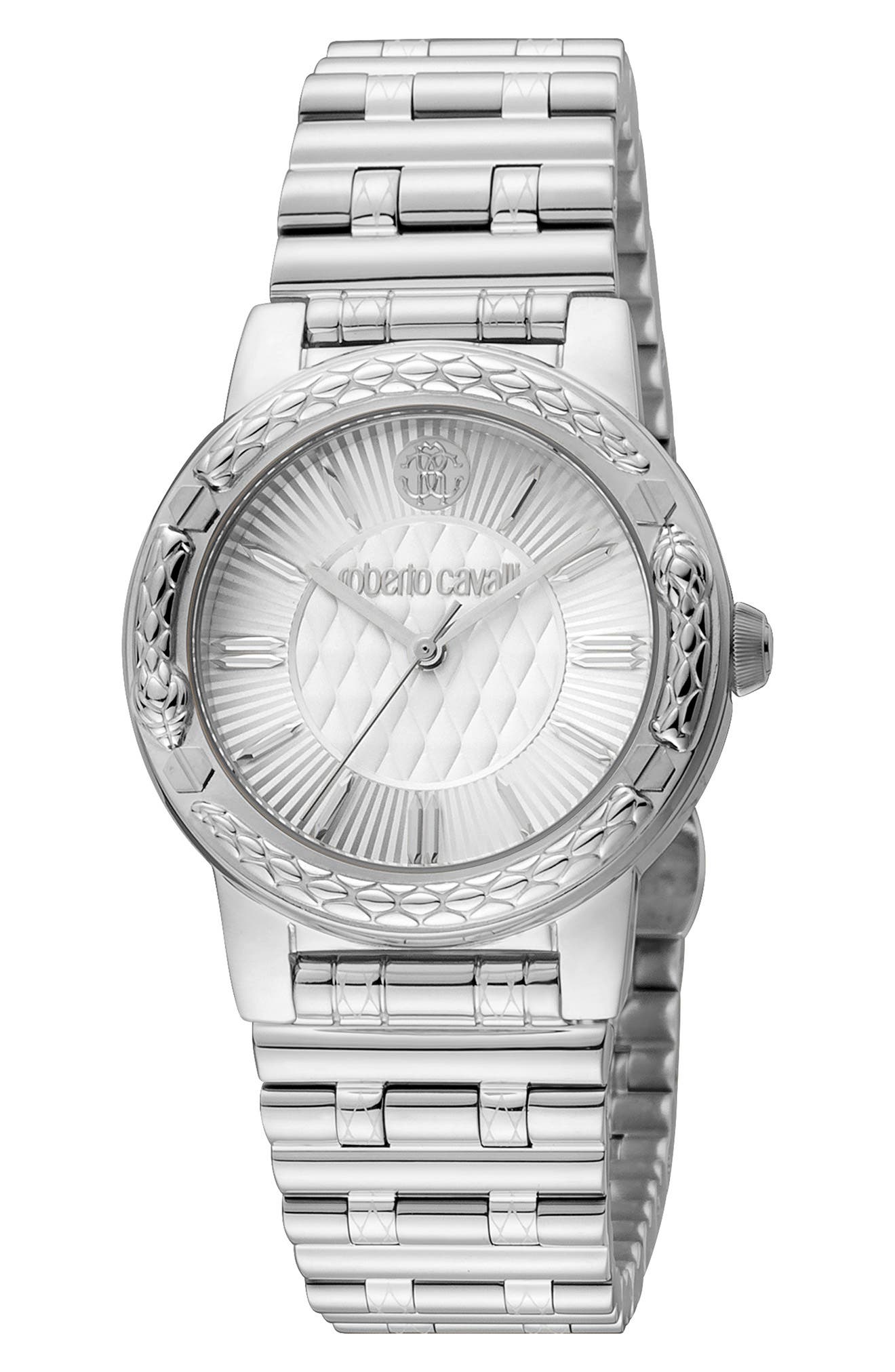 Roberto Cavalli Textured Quartz Bracelet Watch, 32mm | Nordstromrack
