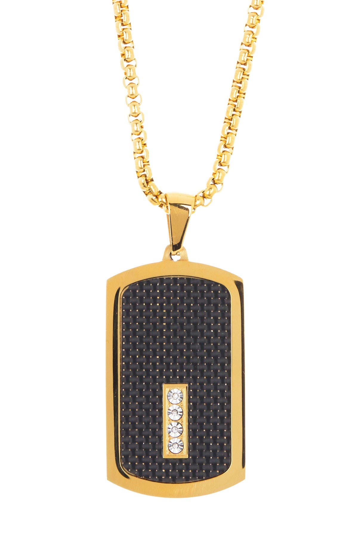 AMERICAN EXCHANGE Men's Diamond Two-Tone Dog Tag Pendant Necklace ...