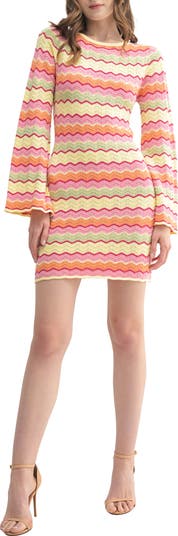 Lush Bell Sleeve Wavy Knit Minidress | Nordstromrack