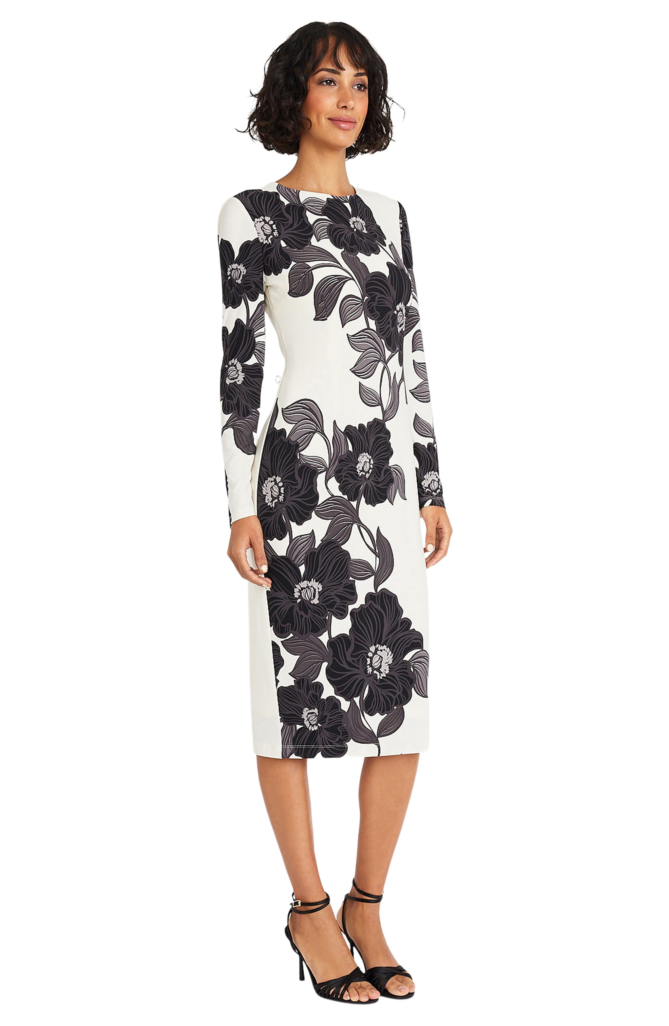 Maggy London Floral Long Sleeve Knit Midi Dress | Nordstrom