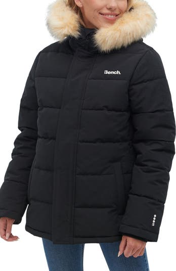 Bench. Hooded Puffer Jacket with Faux Fur Trim | Nordstromrack