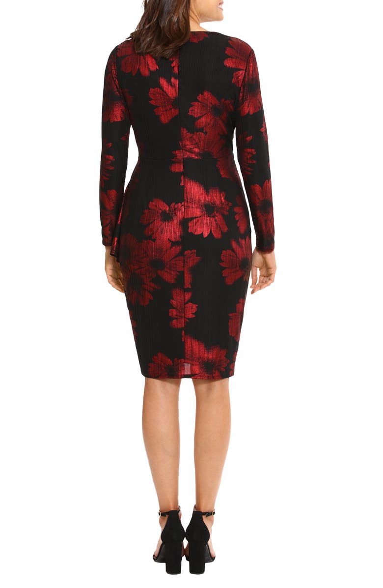 London Times Poppy Foil Faux Wrap Dress | Nordstromrack
