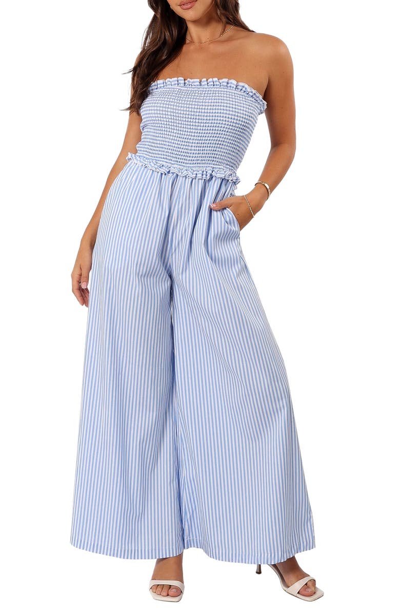 Petal & Pup Jones Smocked Strapless Wide Leg Jumpsuit | Nordstrom