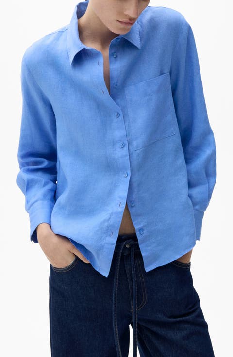 Women's 100% Linen Button Up Tops | Nordstrom