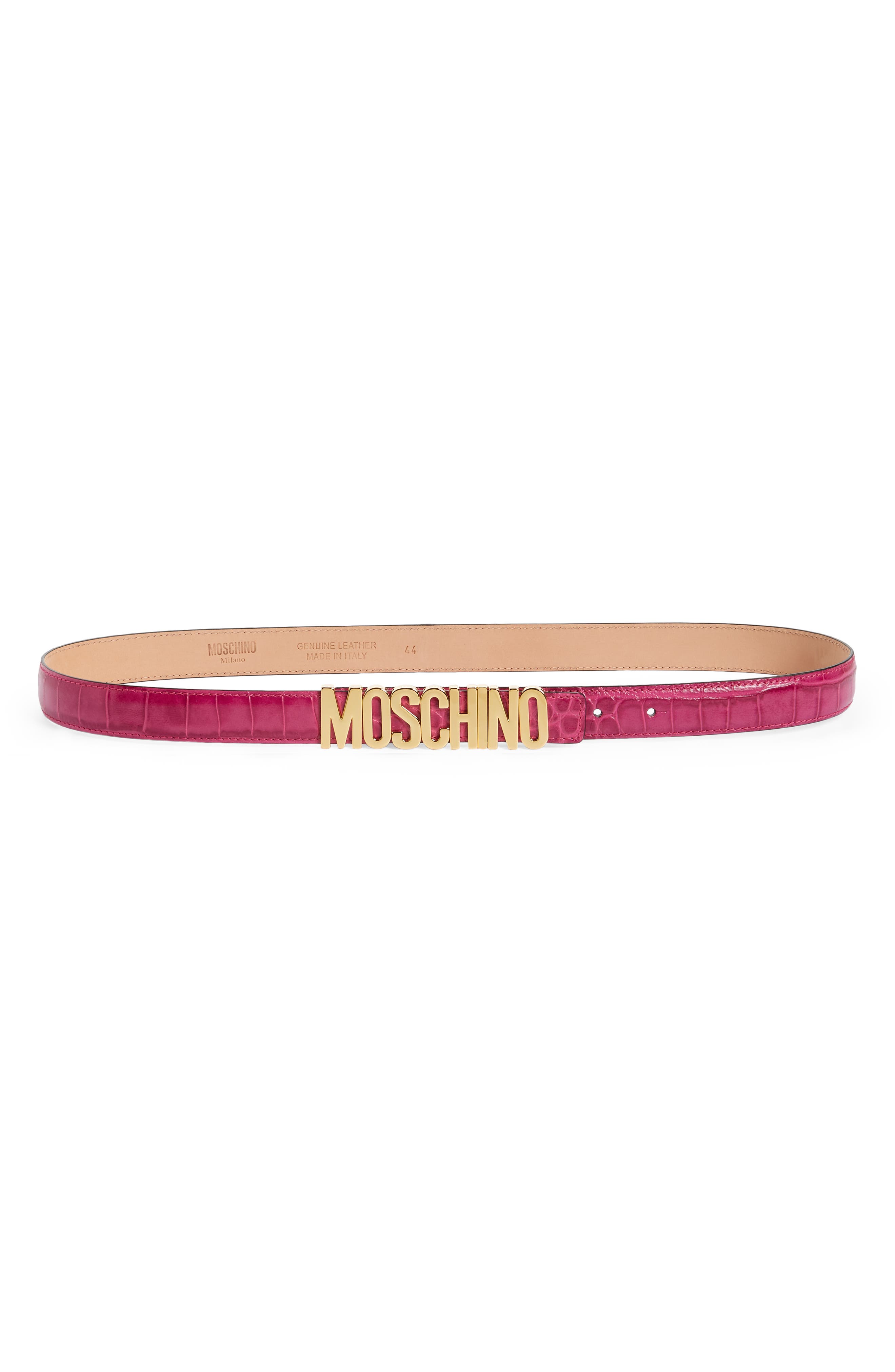 Moschino Logo Croc Embossed Leather Belt | Nordstromrack