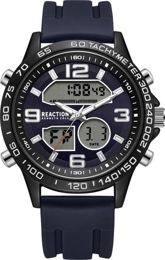 Kenneth Cole Reaction Ana-Digi Silicone Strap Watch, 46.5mm | Nordstromrack
