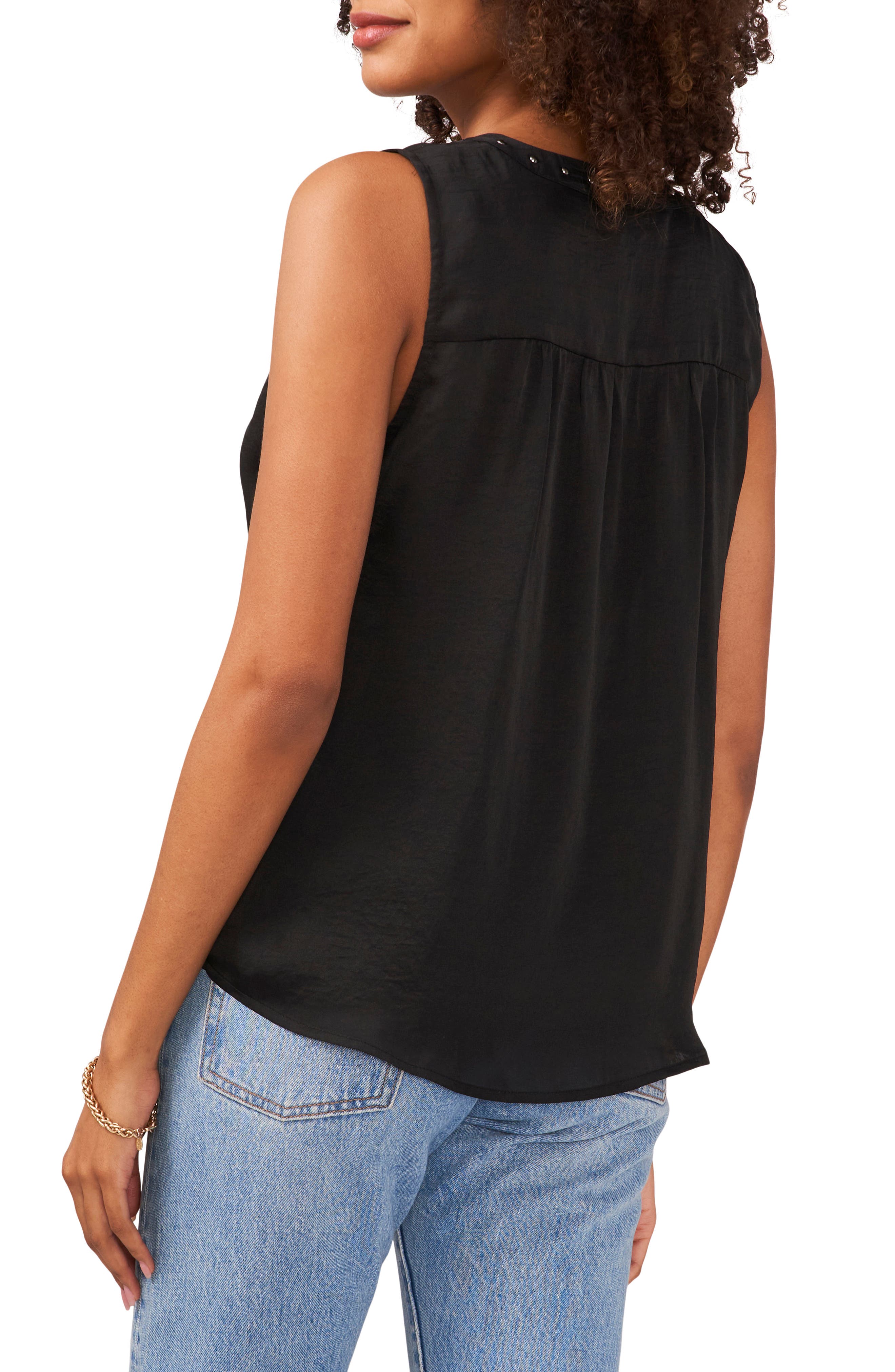 Vince Camuto Studded Sleeveless Rumple Satin Blouse | Nordstromrack