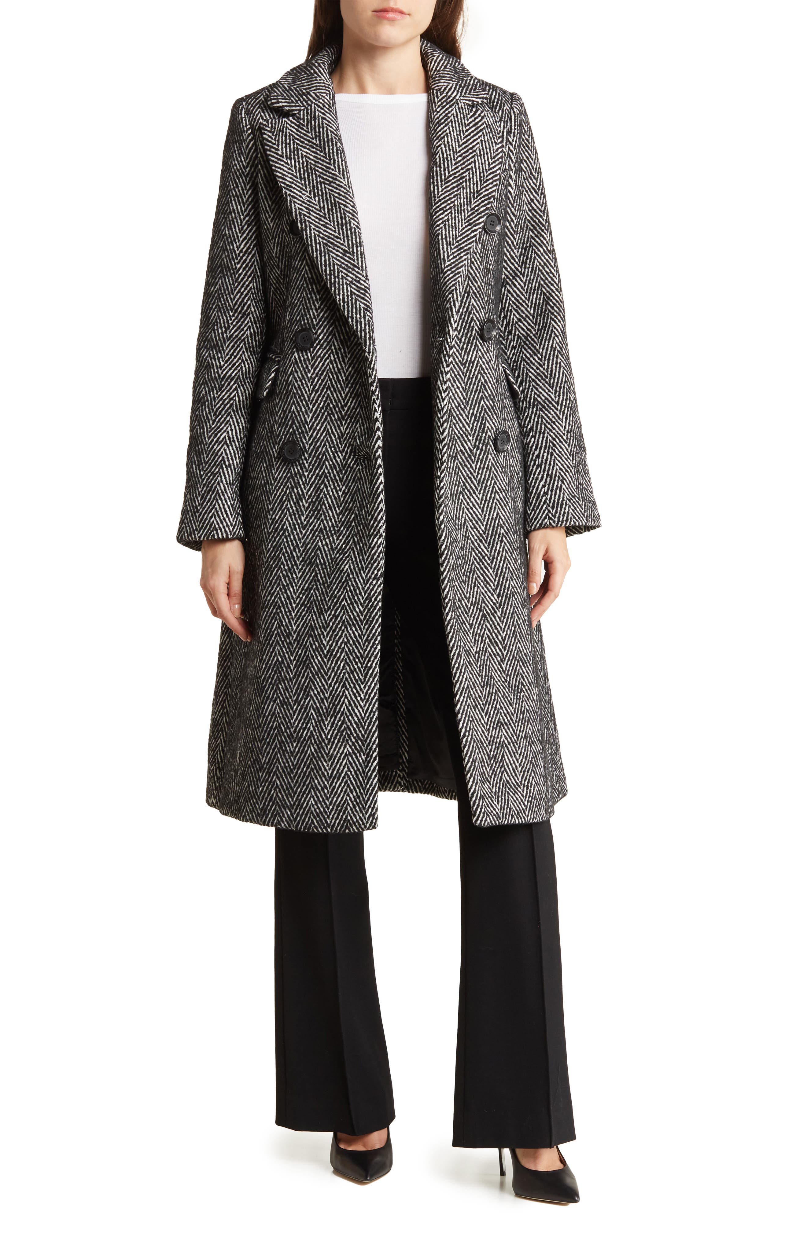 Sam Edelman Reefer Double Breasted Wool Blend Coat | Nordstromrack