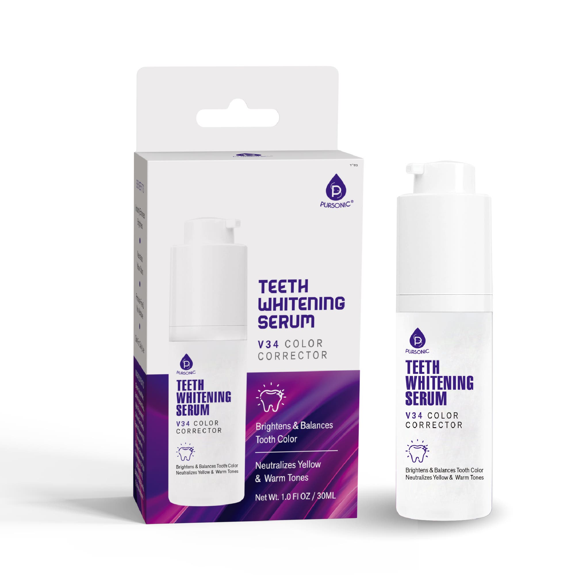 PURSONIC Teeth Whitening Serum with V34 Color Corrector Technology ...