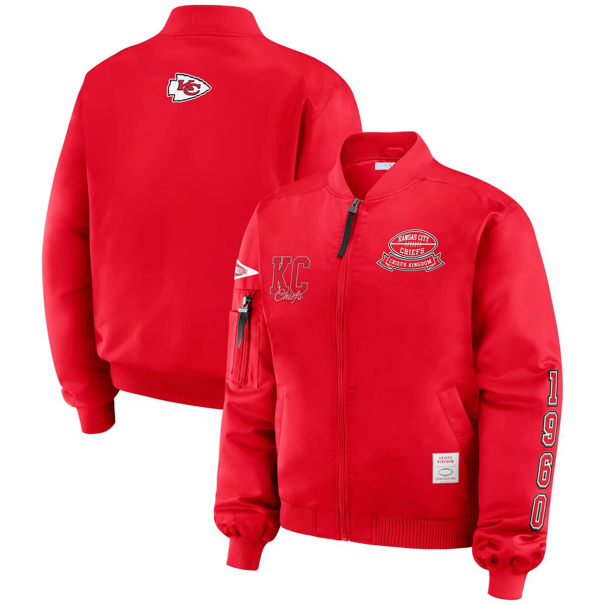 Women's WEAR by Erin Andrews Red Kansas City Chiefs Patch Full-Zip ...